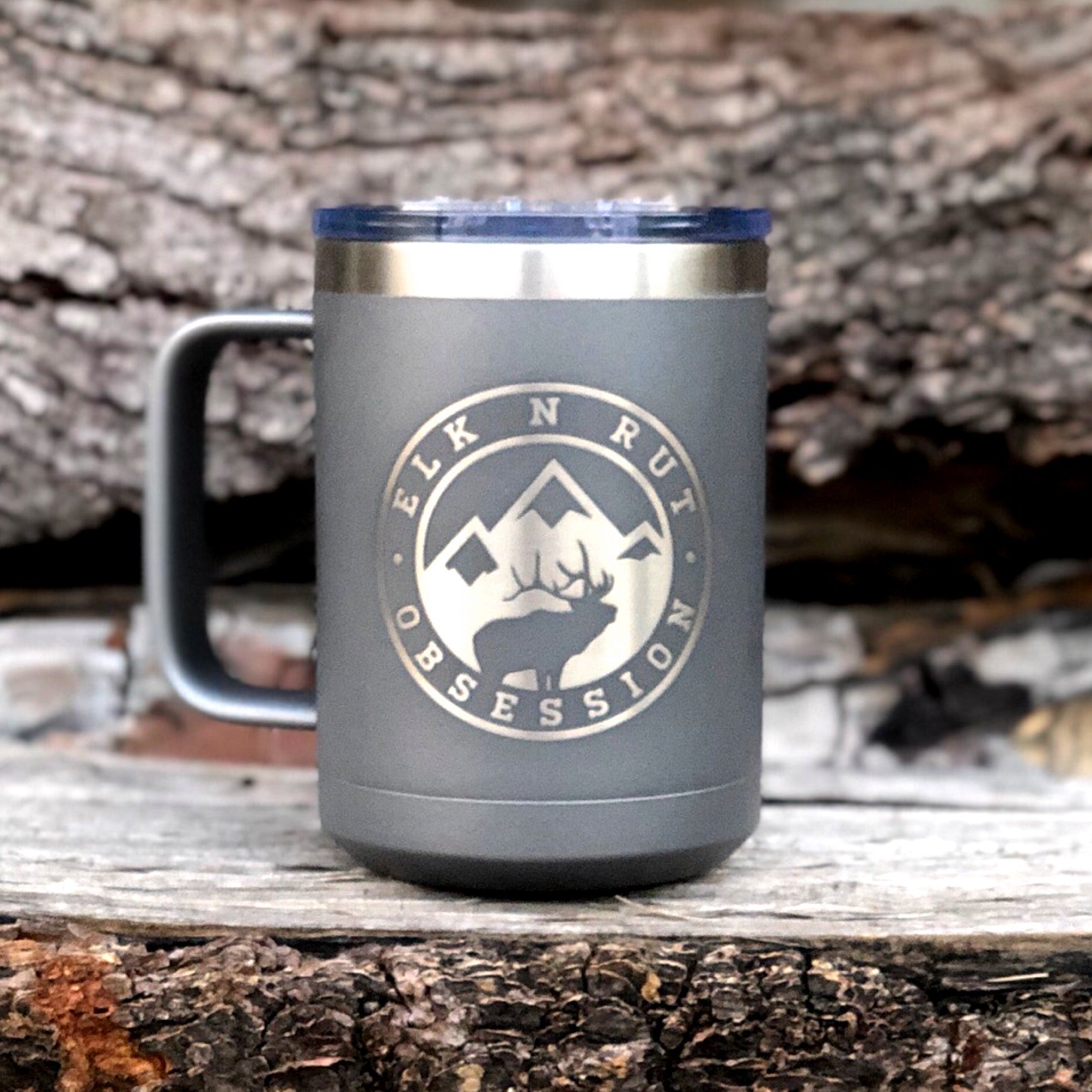 ELK N RUT 15OZ ELK COFFEE CUP - MUG - GUN METAL